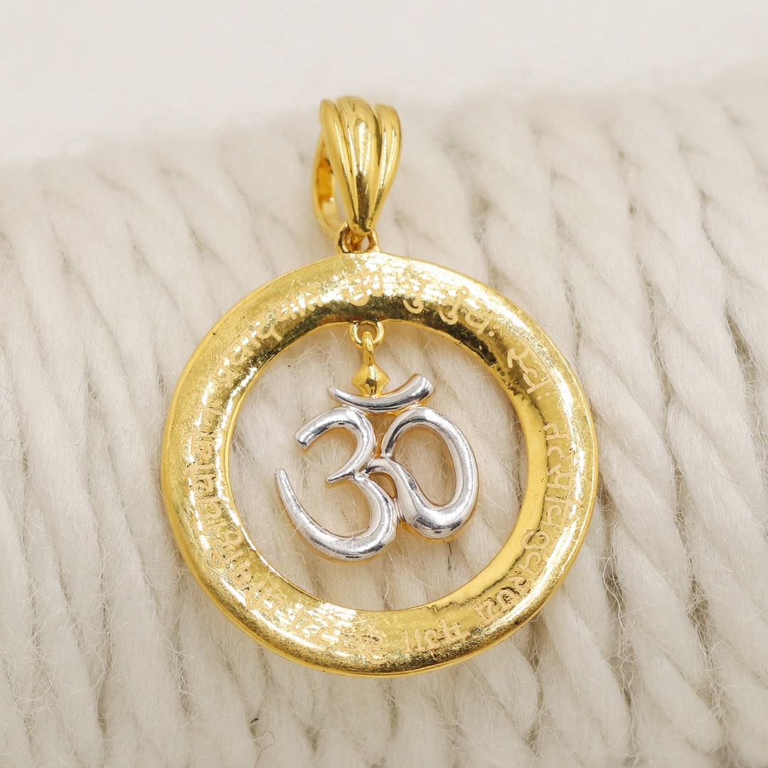 22k Yellow Gold Lord Shiva OM Pendant or Locket Handmade Jewelry for ...