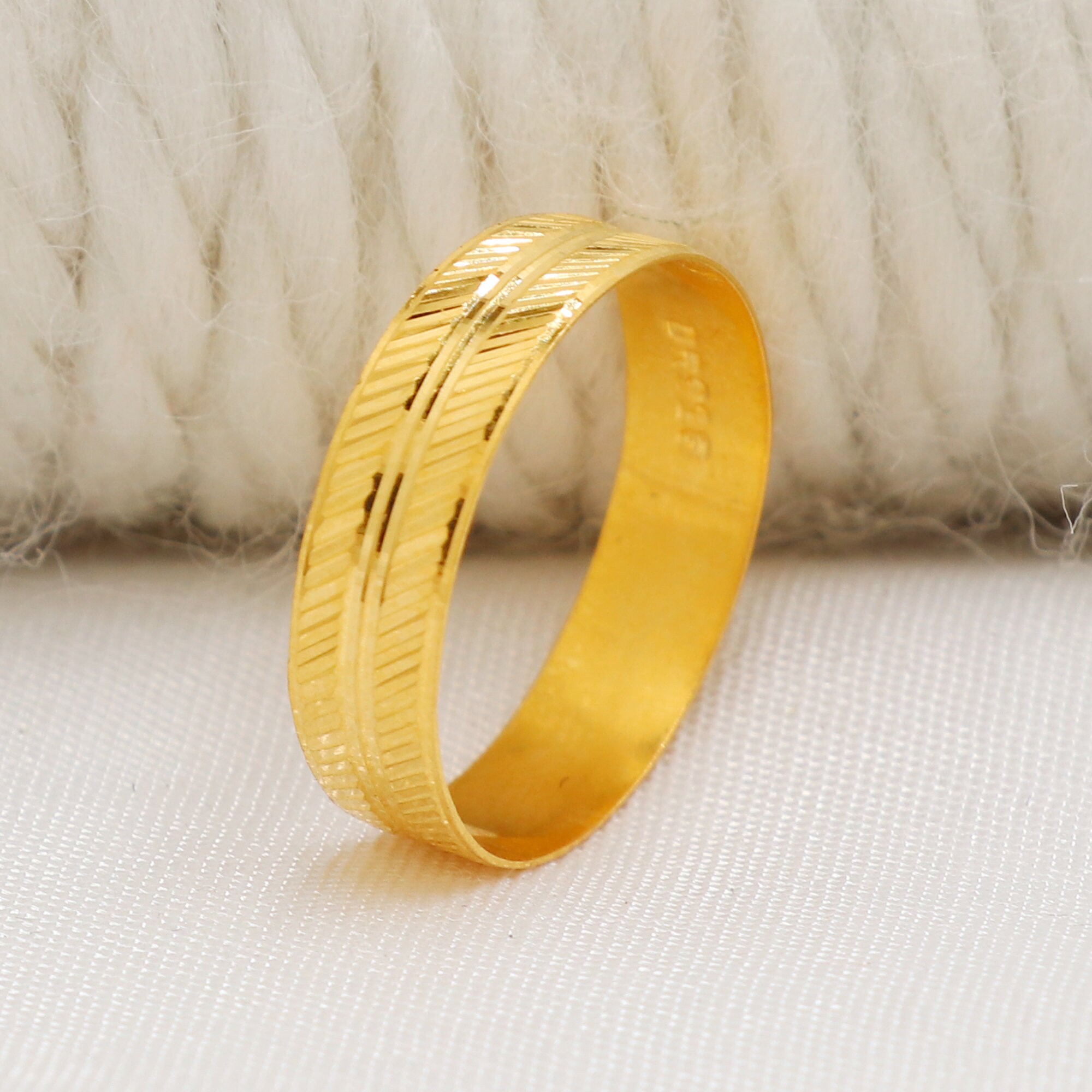Band Ring 22k Hallmark Gold Handmade Indian Ring , Luxurious Jewelry ...