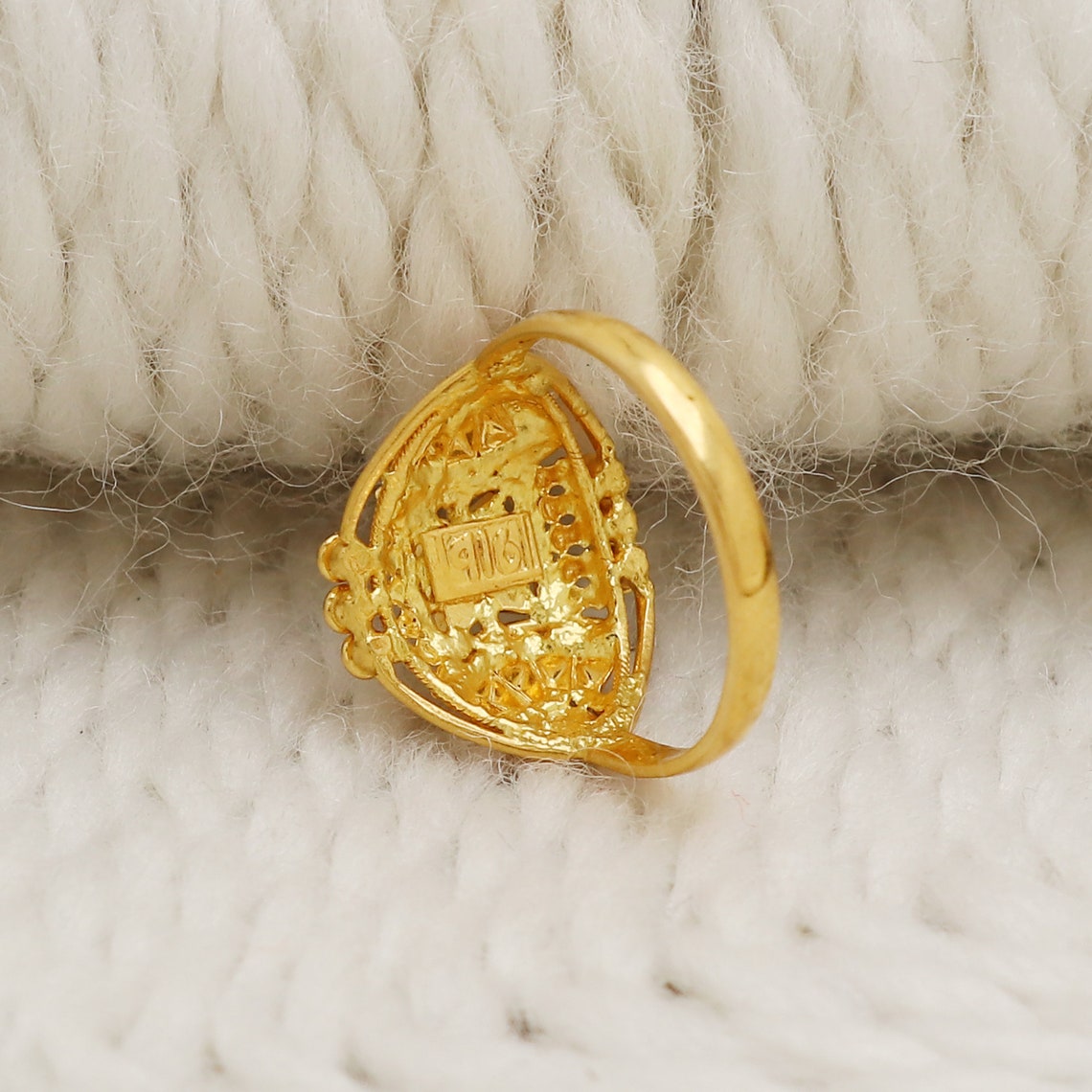 22k Solid Yellow Gold Handmade Indian Ring Jewelry Gift Real - Etsy