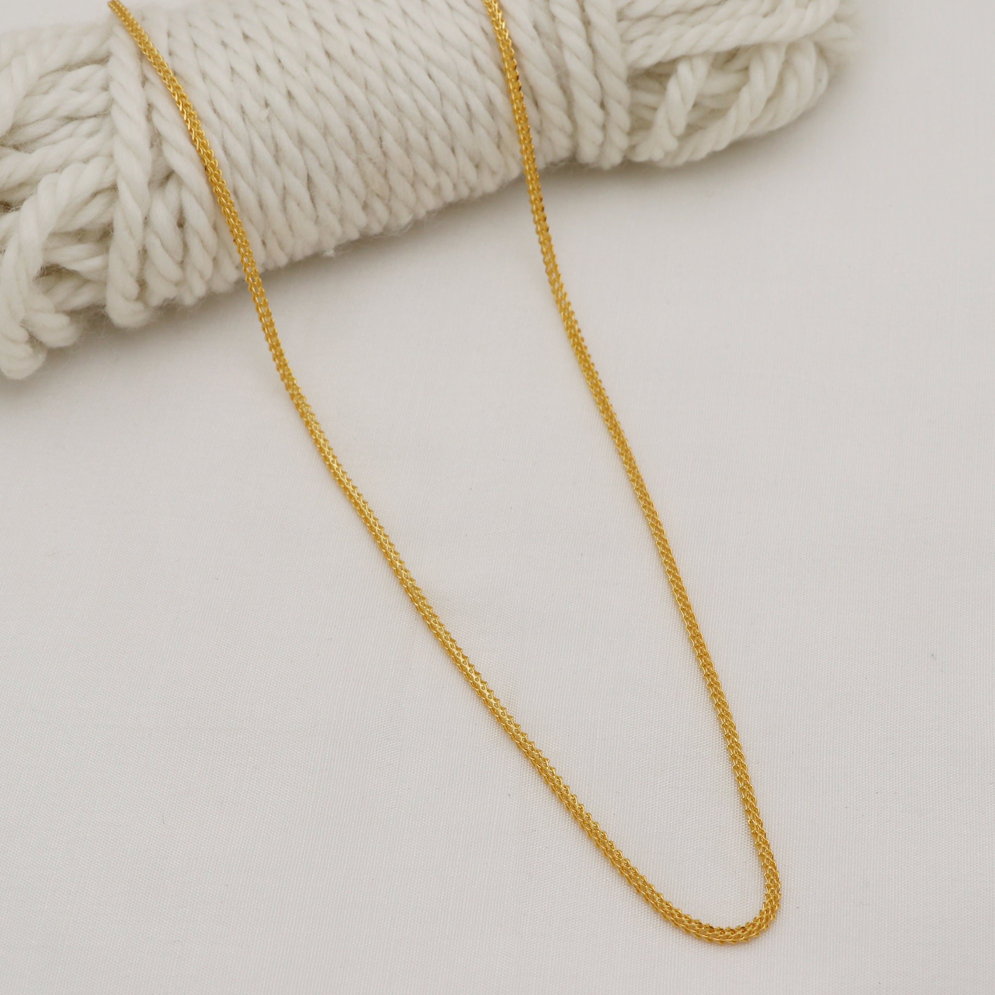 22k Solid Gold Double Wheat Chain, BIS Hallmark 916 Spiga Link Necklace ...