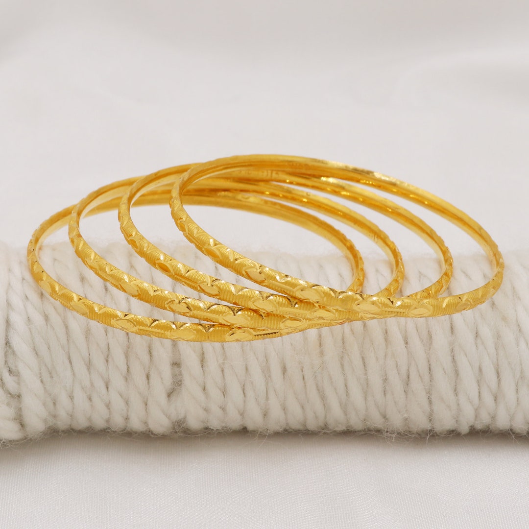 Pure 22k Gold Bangle Bracelet, Fine Gold Handmade Women Jewelry, Indian Jewellery, Gift, Real ...