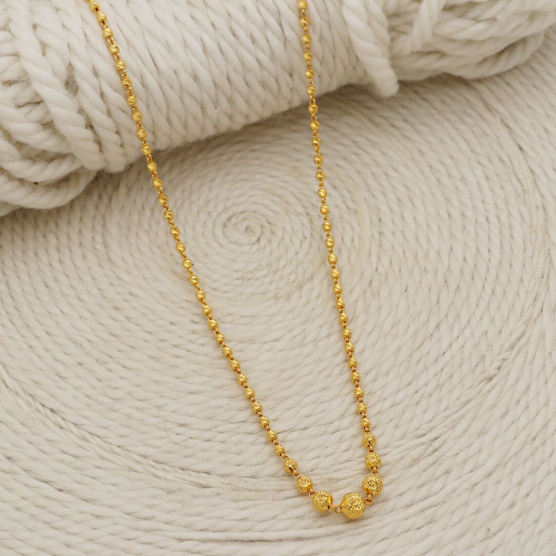 22k Gold Chain Necklace Chain Fine Gold Handmade Women - Etsy