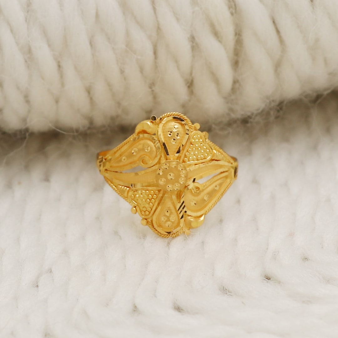 Wedding 22k Solid Gold Handmade Indian Ring Jewelry, Gift, Real Gold ...