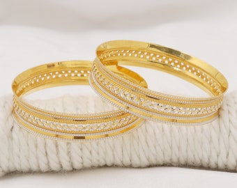 22k Gold Bangle Bracelet, Fine Gold Handmade Women Jewelry, Indian Jewellery, Gift, Real Gold ...