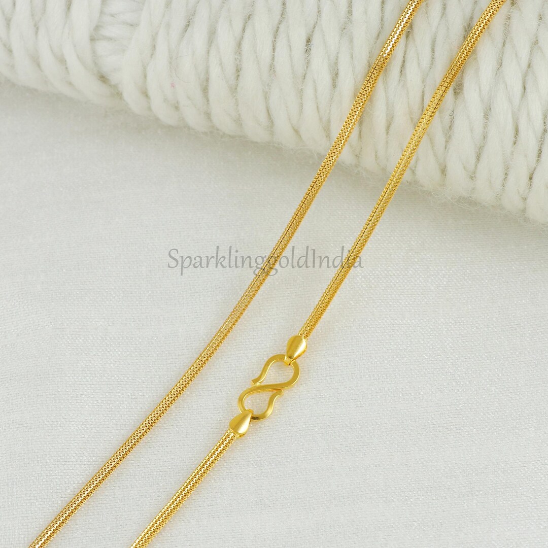 22k Yellow Gold Box Chain, Hallmark, Stylish Wedding Collection Indian ...