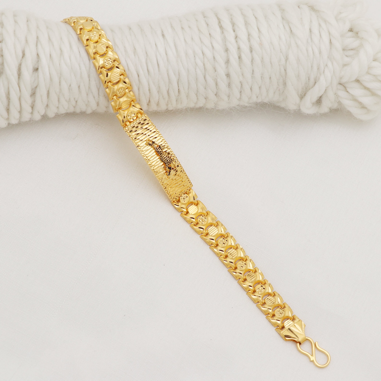 22k Yellow Gold Chain Bracelet Handmade Jewelry for Men Pretty - Etsy