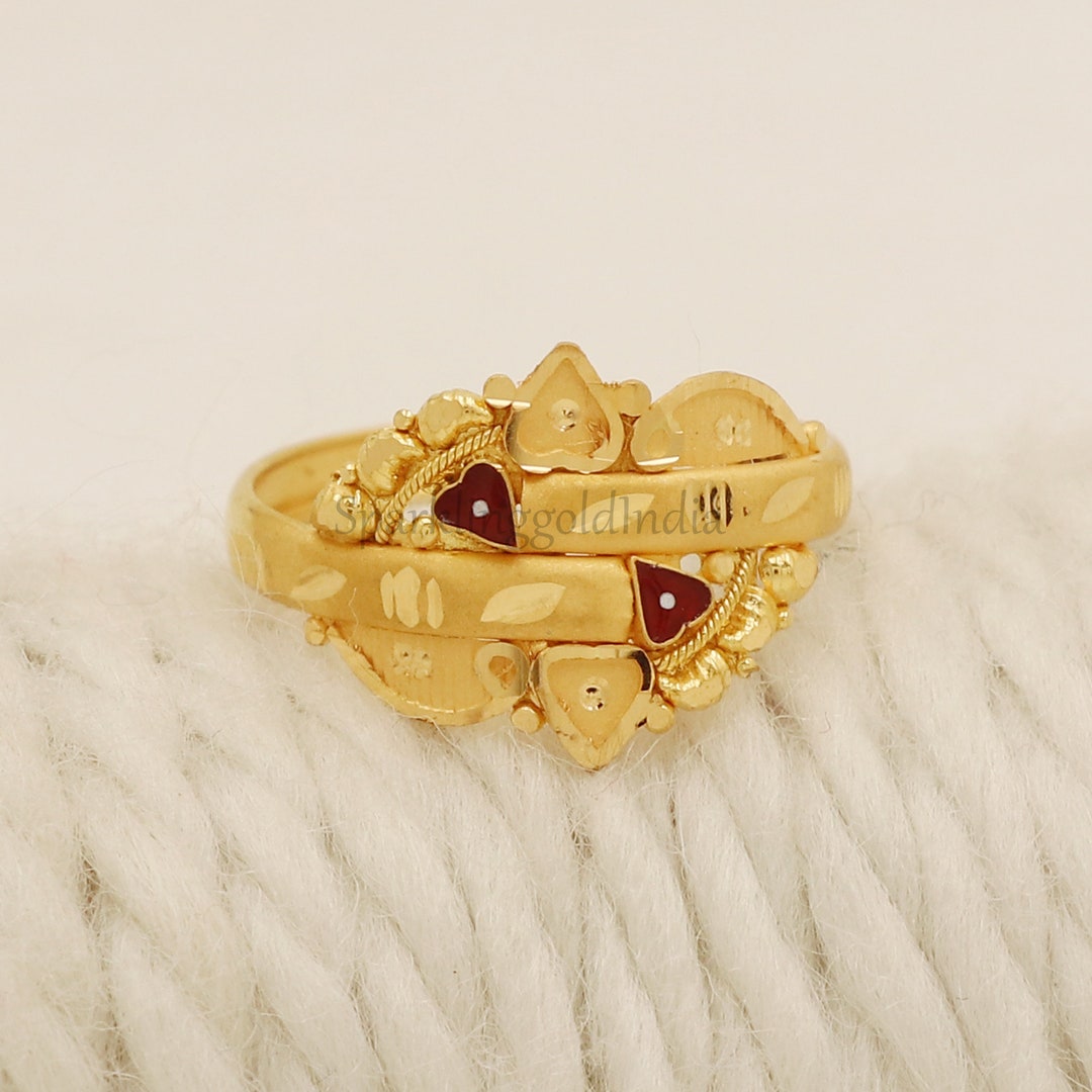 22k Genuine Gold Ring, Handmade Jewelry, Indian, Gift, Real Gold, Women ...