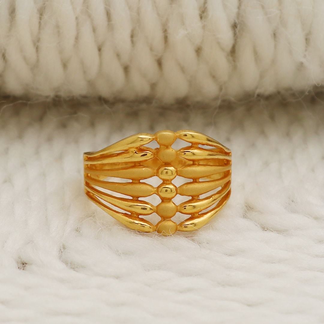 22k Gold Ring, 22kt Solid Gold Ring, Handmade Gold Jewelry, Indian ...
