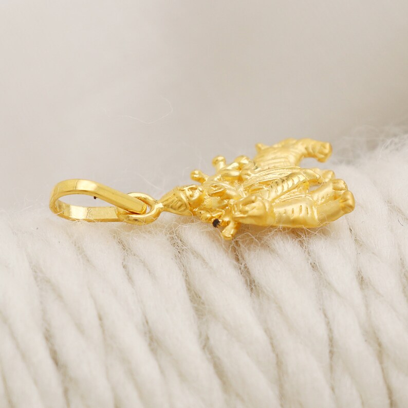 22k Yellow Genuine Gold Maa Durga Pendant or Locket Handmade Jewelry ...