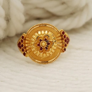 22k Gold Ring, Handmade Jewelry, Indian, Gift, Real Gold, Women Gold ...