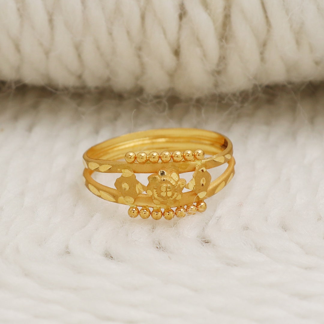 Wedding 22k Solid Gold Handmade Indian Ring Jewelry, Gift, Real Gold ...