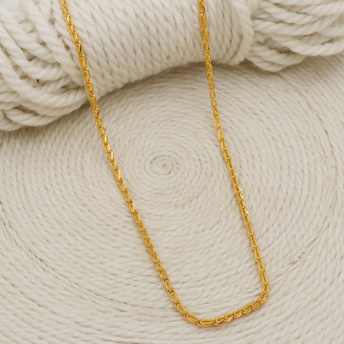 22k Gold Chain Necklace Chain Fine Gold Handmade Women - Etsy