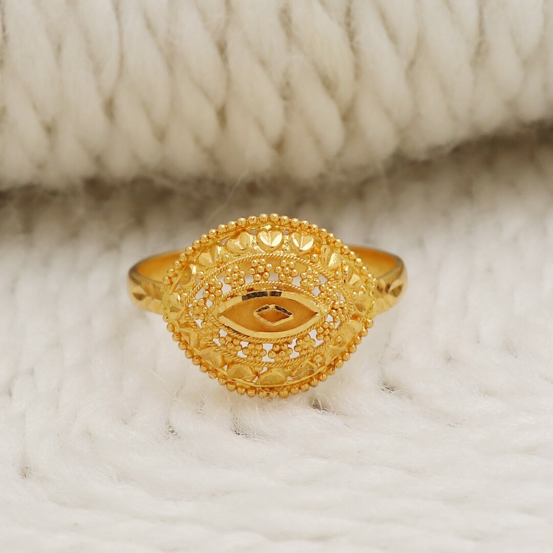 Detailed Design 22k Yellow Gold Indian Ring Jewelry, Gift, Real Gold ...