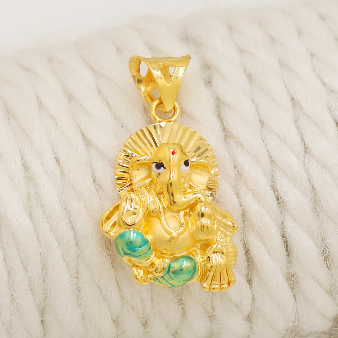 Lord Ganesha 22k Yellow Gold Pendant or Locket Featuring Intricate ...