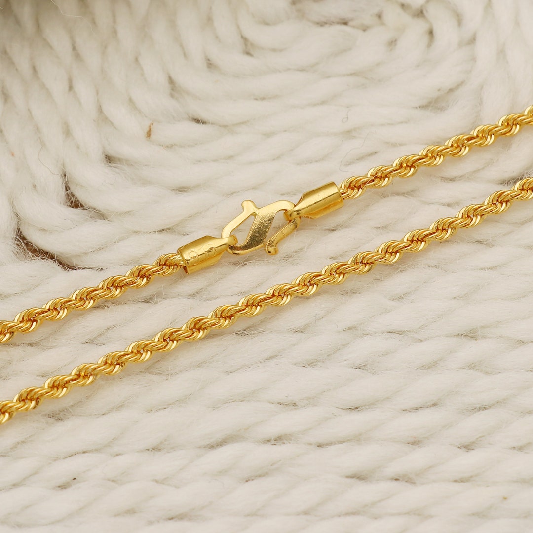 Rope Style 22k Yellow Gold Chain Necklace Jewelry for Gift, Indian Gold ...