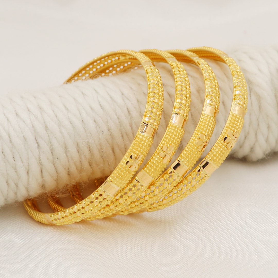 Wedding 22k Gold Bangle Bracelet, Fine Gold Handmade Women Jewelry, Indian Jewellery, Gift, Real ...