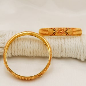 Wedding 22k Gold Bangle Bracelet, Fine Gold Handmade Women Jewelry, Indian Jewellery, Gift, Real ...