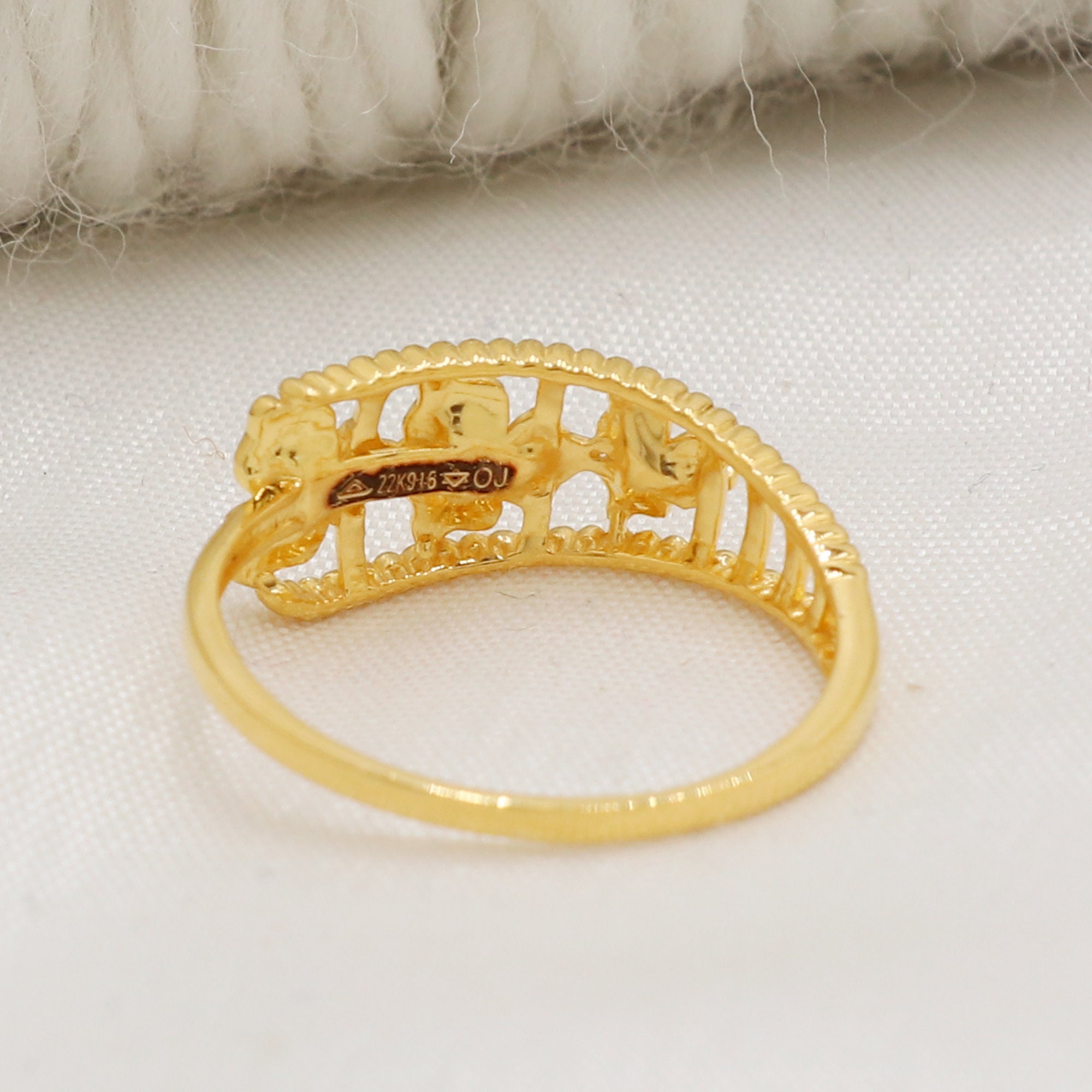Crafted From 22k Fine Gold Flower Design Ring, OOS2471 - Etsy