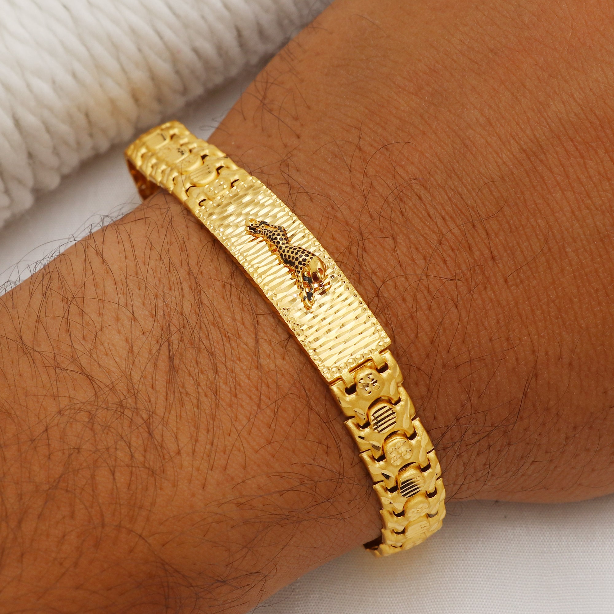 22k Yellow Gold Chain Bracelet Handmade Jewelry for Men Pretty - Etsy