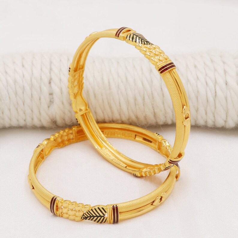22k Gold Bangle Bracelet, Fine Gold Handmade Women Jewelry, Indian Jewellery, Gift, Real Gold ...