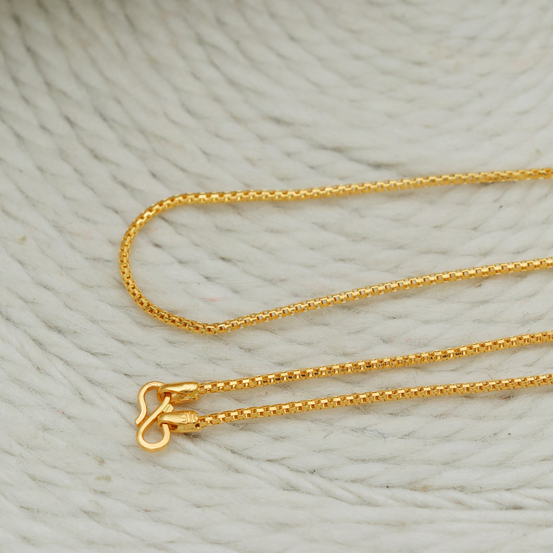 22k Yellow Gold Chain Necklace Handmade Jewelry for Gift, Indian Gold ...