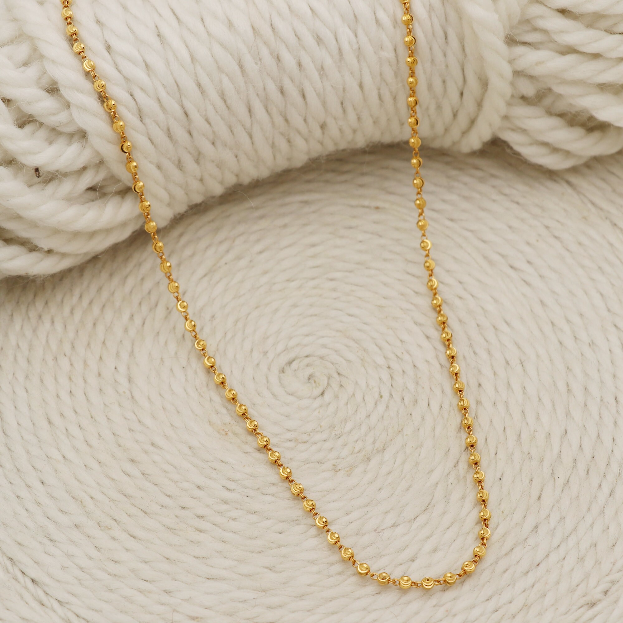 22k Gold Chain Necklace Chain, Fine Gold Handmade Women Jewelry, Indian ...
