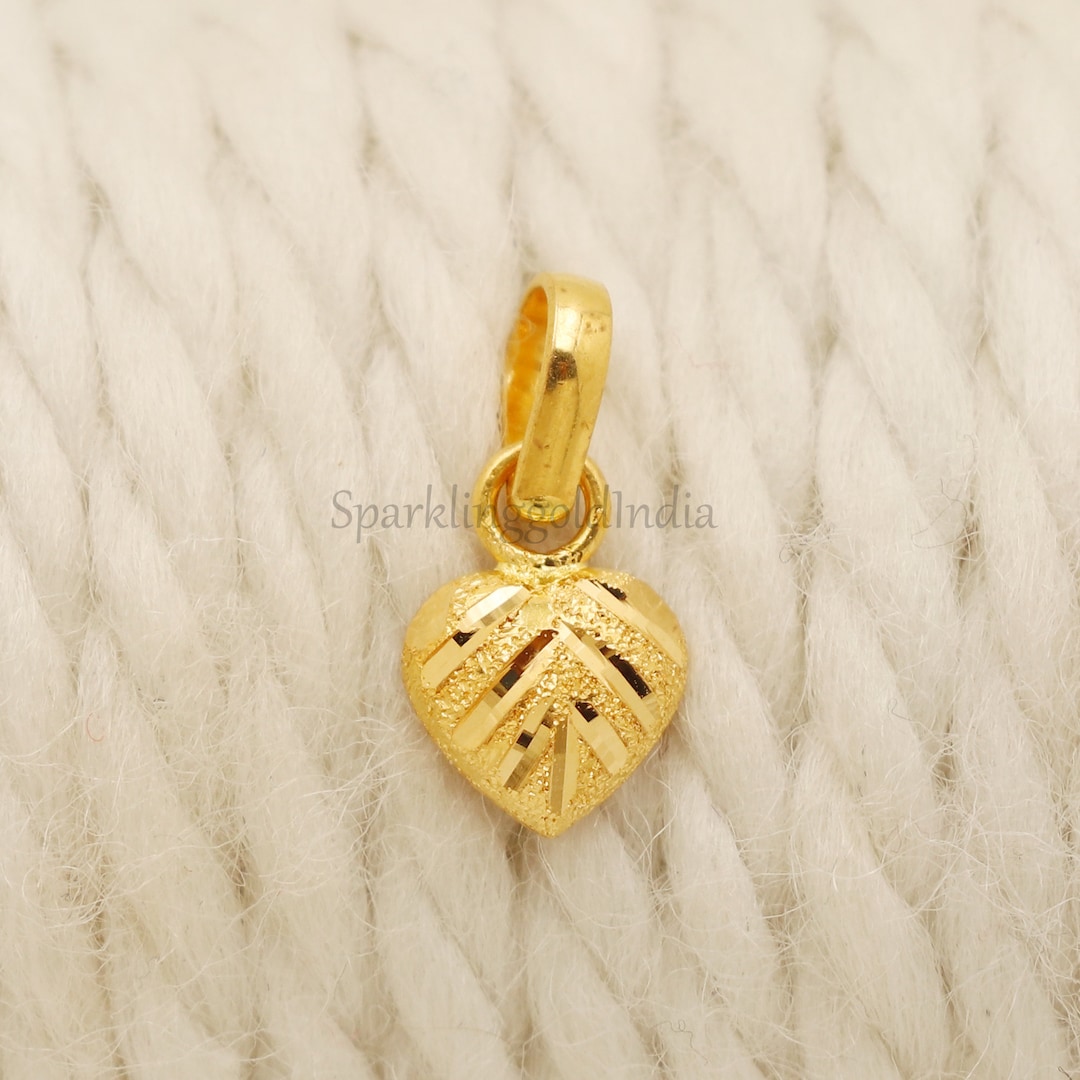 22k Yellow Genuine Gold Heart Shape Pendant or Locket Handmade Jewelry ...