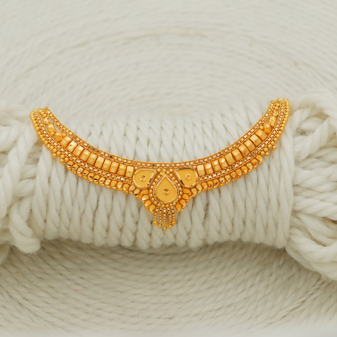 22k Yellow Gold Wedding Necklace Handmade Jewelry for Gift, Indian Gold ...