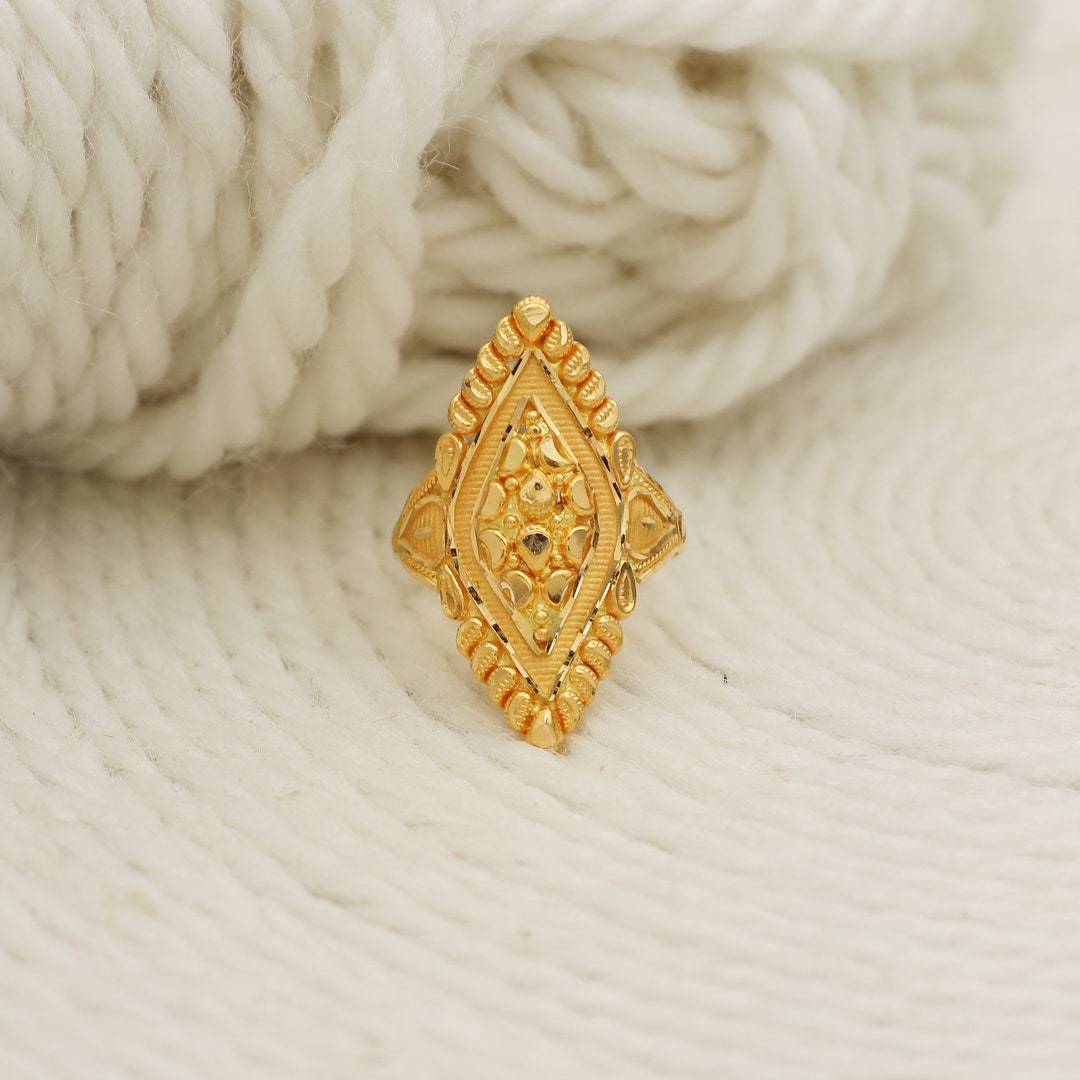 22k Gold Ring, Handmade Jewelry, Indian, Gift, Real Gold, Women Gold ...