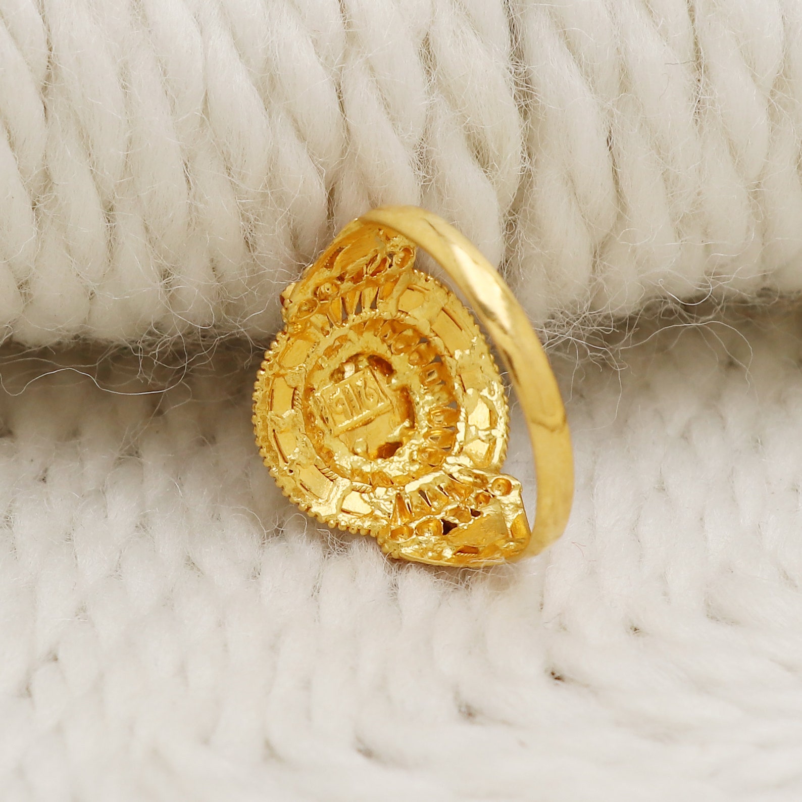 22k Solid Yellow Gold Handmade Indian Ring Jewelry, Gift, Real Gold ...