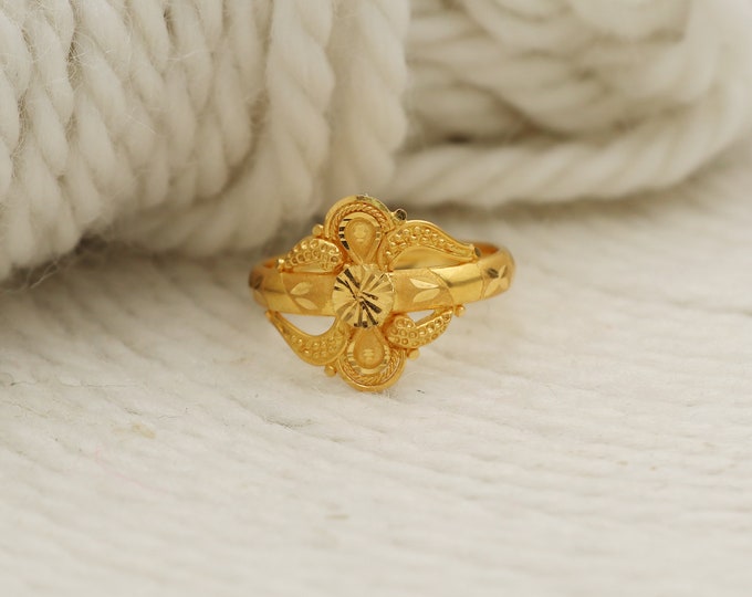 22k Gold Ring, Handmade Jewelry, Indian, Gift, Real Gold, Women Gold ...