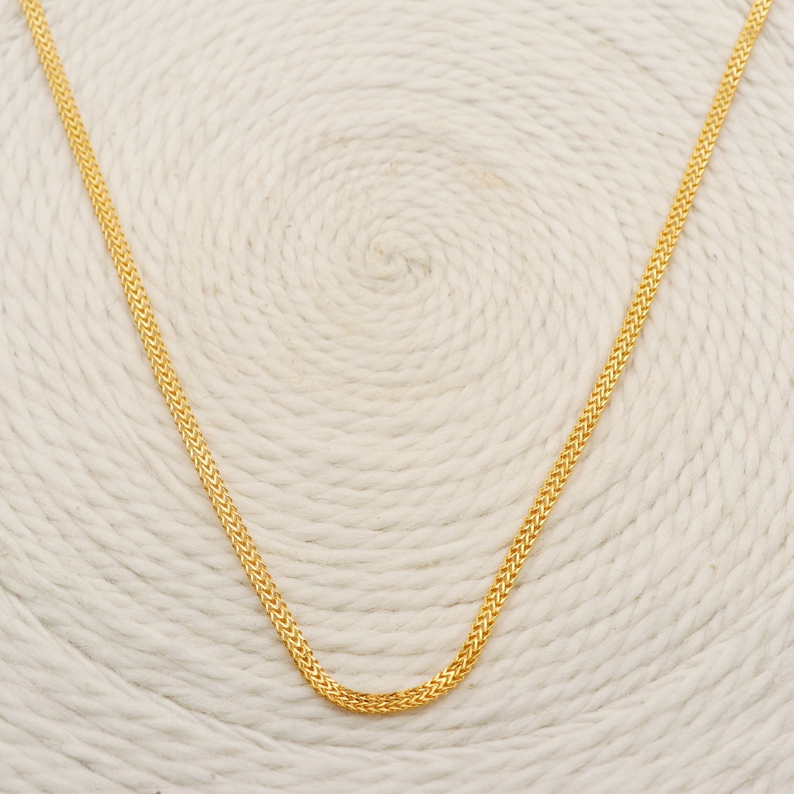 22K Solid Gold Franco Chain - 916 Hallmarked Yellow Gold Foxtail ...