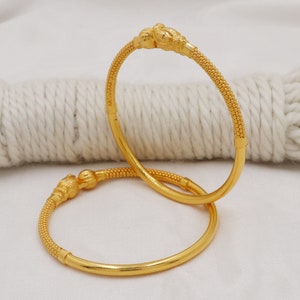 Women 22k Gold Bangle Bracelet, Fine Gold Handmade Women Jewelry, Indian Jewellery, Gift, Real ...
