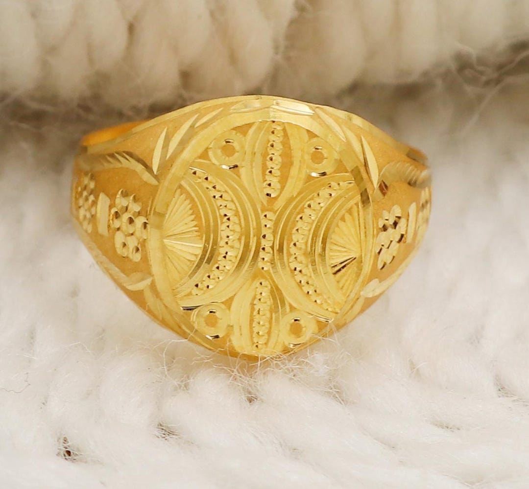 22k Solid Yellow Gold Handmade Indian Ring Jewelry, Gift, Real Gold ...