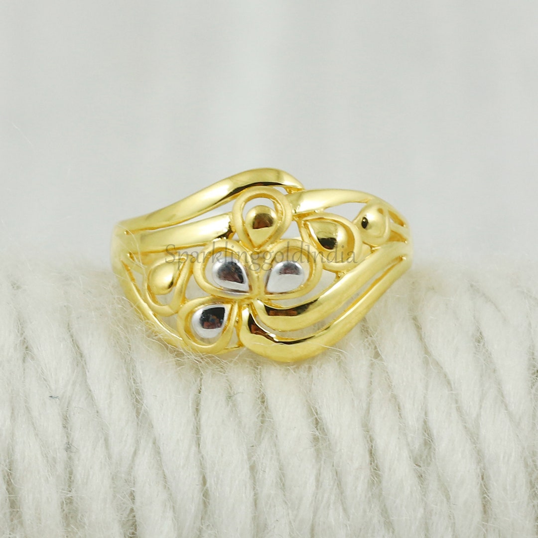 Classic 22k Yellow Gold Ring, 22kt 22ct Gold Ring Jewelry, Fine Real ...