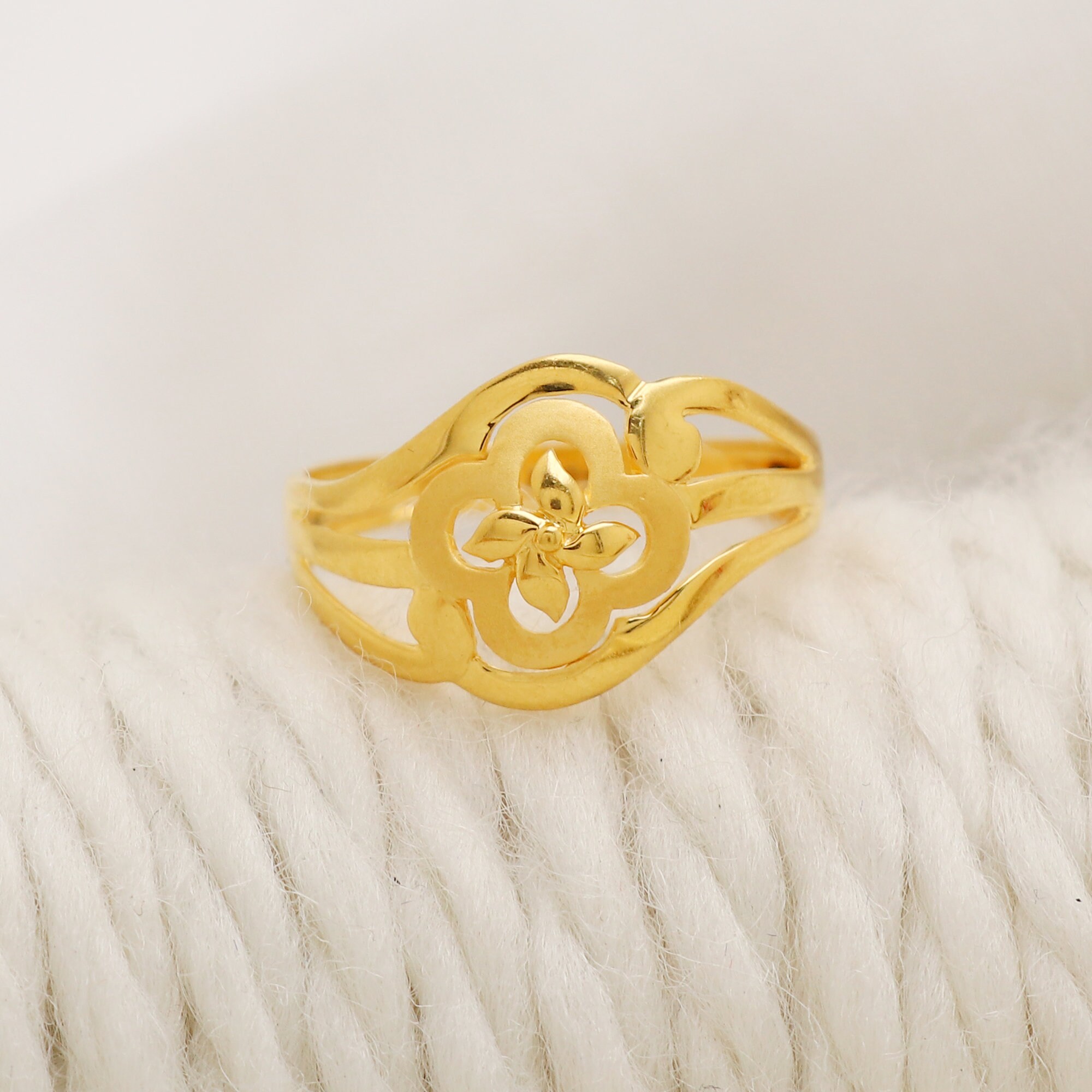 22K Genuine Gold Ring Handmade Jewelry Indian Gift Real Gold Women s Gold Ring Handcrafted Gold Ring OS2416