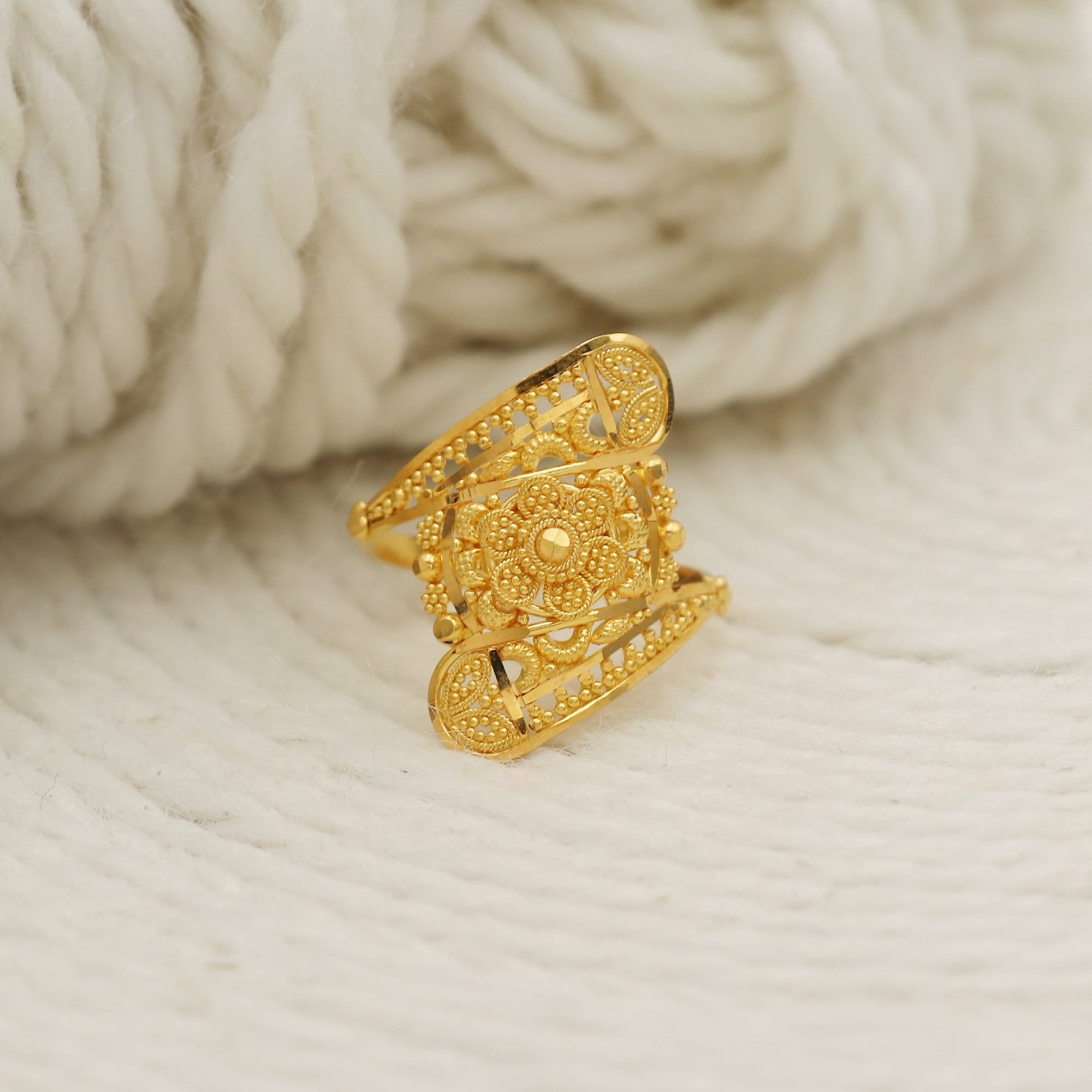 22k Gold Ring, Handmade Jewelry, Indian, Gift, Real Gold, Women Gold ...