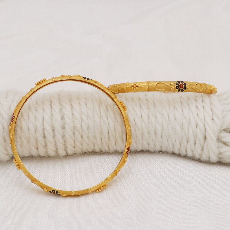 Vintage Style Flower Carved 22k Gold Bangle Bracelet Jewelry, OS2680 - Etsy