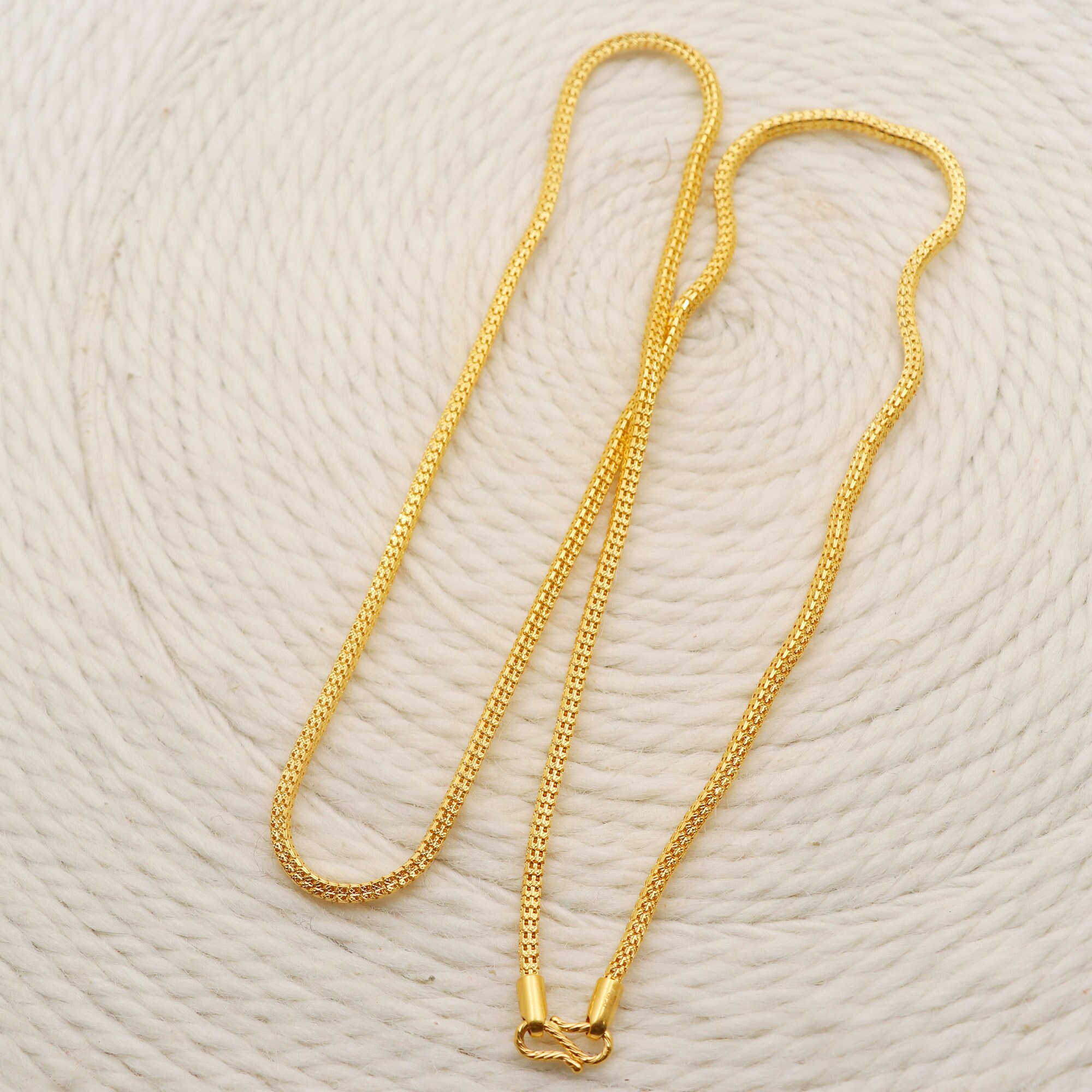 22k Yellow Gold Chain Necklace Jewelry for Gift, Indian Gold 22kt ...