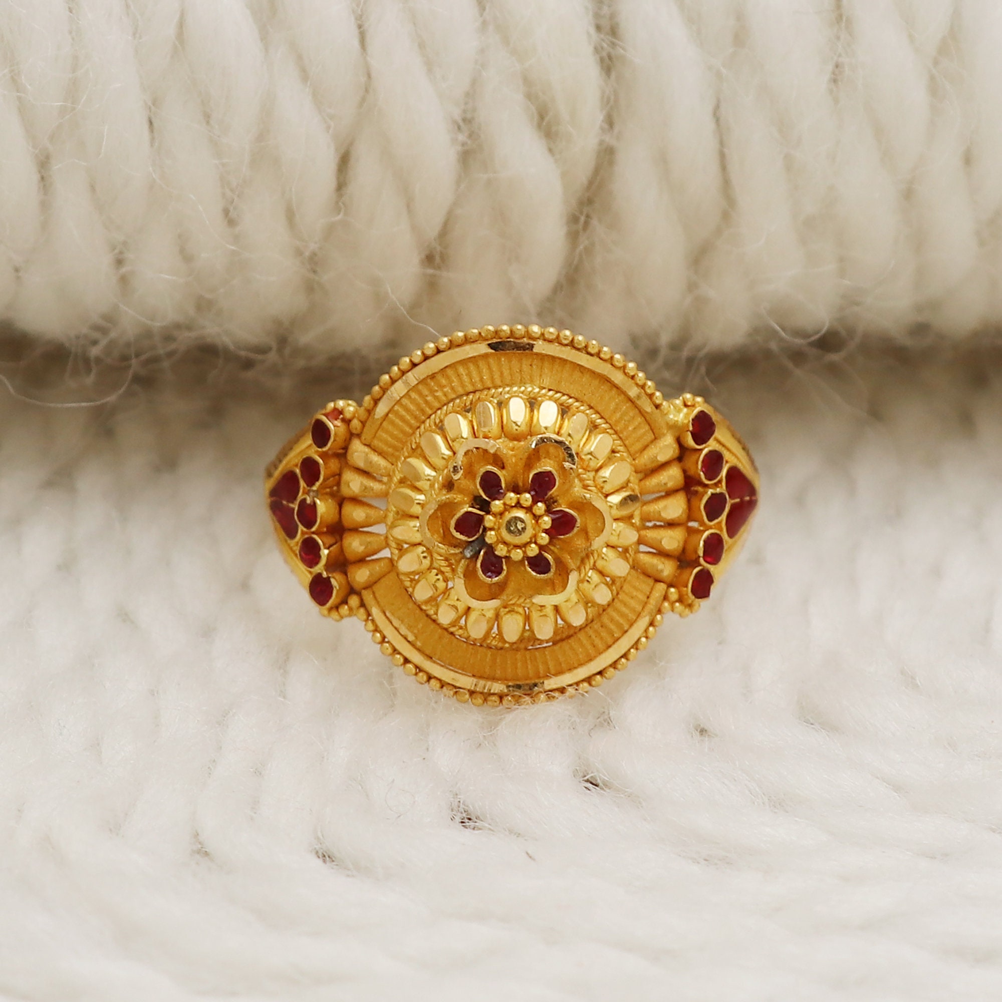 22k Solid Yellow Gold Handmade Indian Ring Jewelry, Gift, Real Gold ...