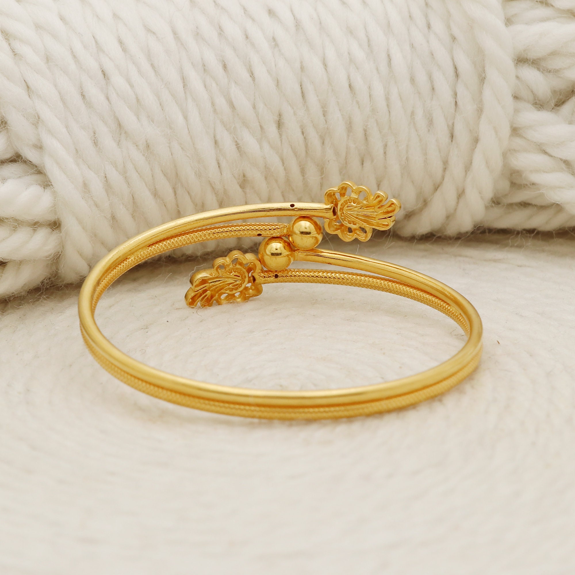 Wedding 22k Gold Bangle Bracelet, Fine Gold Handmade Women Jewelry, Indian Jewellery, Gift, Real ...