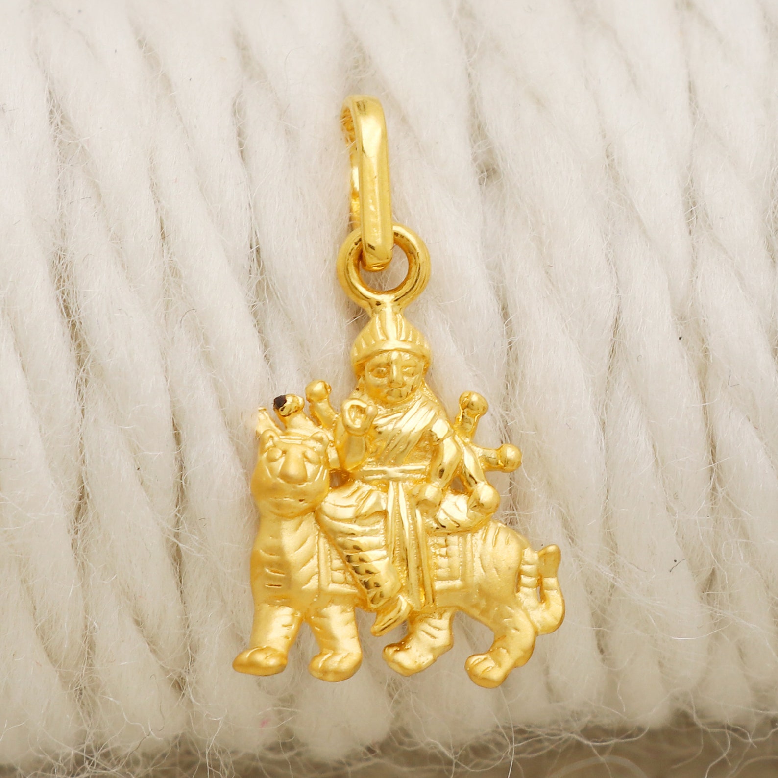 22k Yellow Genuine Gold Maa Durga Pendant or Locket Handmade Jewelry ...