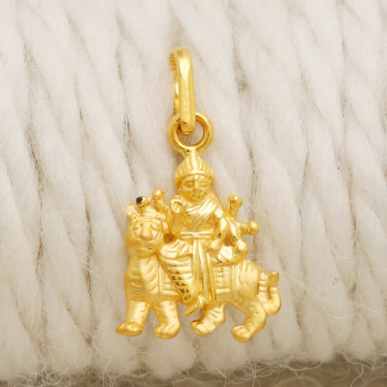 22k Yellow Genuine Gold Maa Durga Pendant or Locket Handmade Jewelry ...