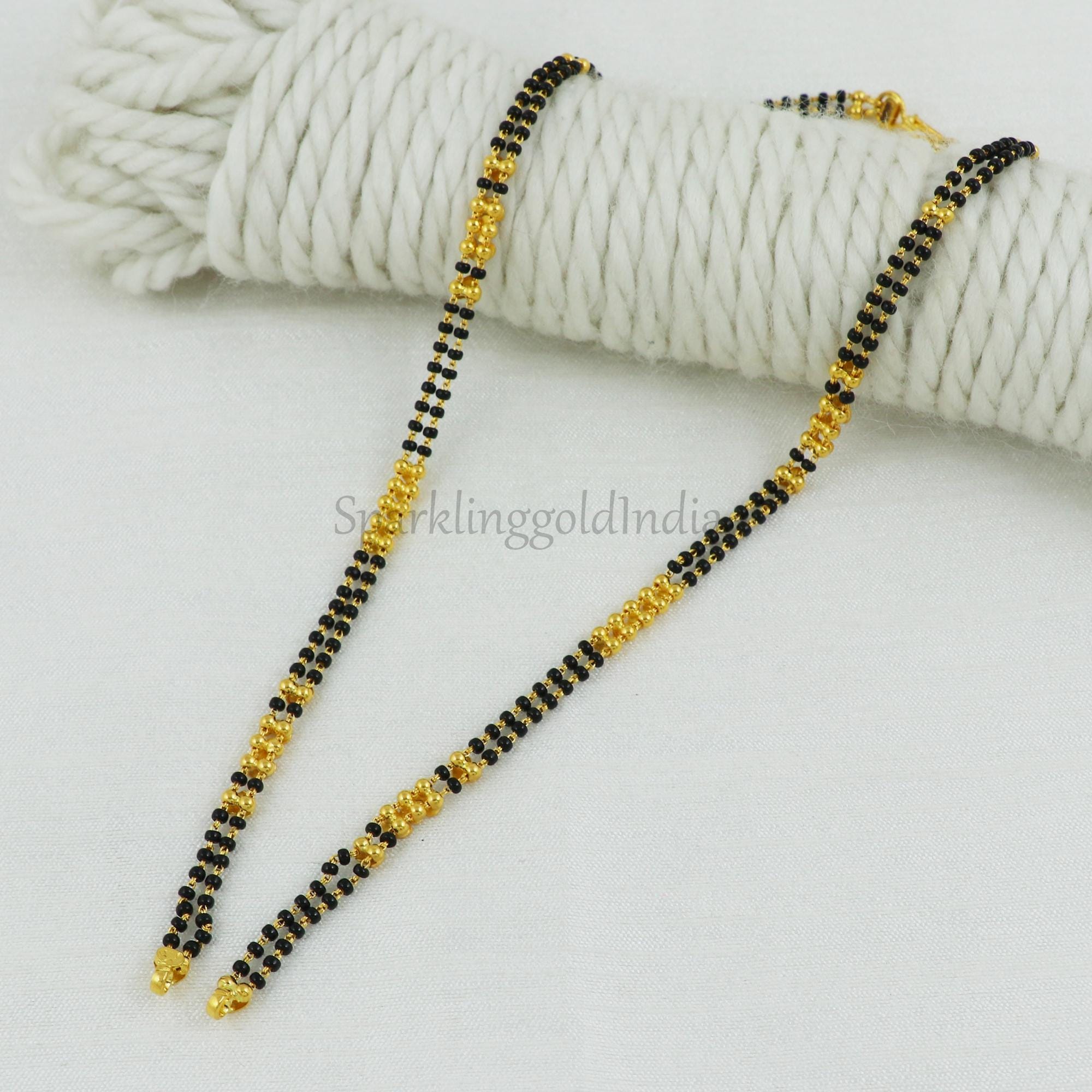 Newly Design 22k Gold Black Beads Mangalsutra Chain Only, 22k Fine Gold ...