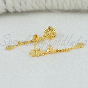22k Yellow Gold Earrings Handmade Jewelry for Gift, Indian Gold 22kt ...