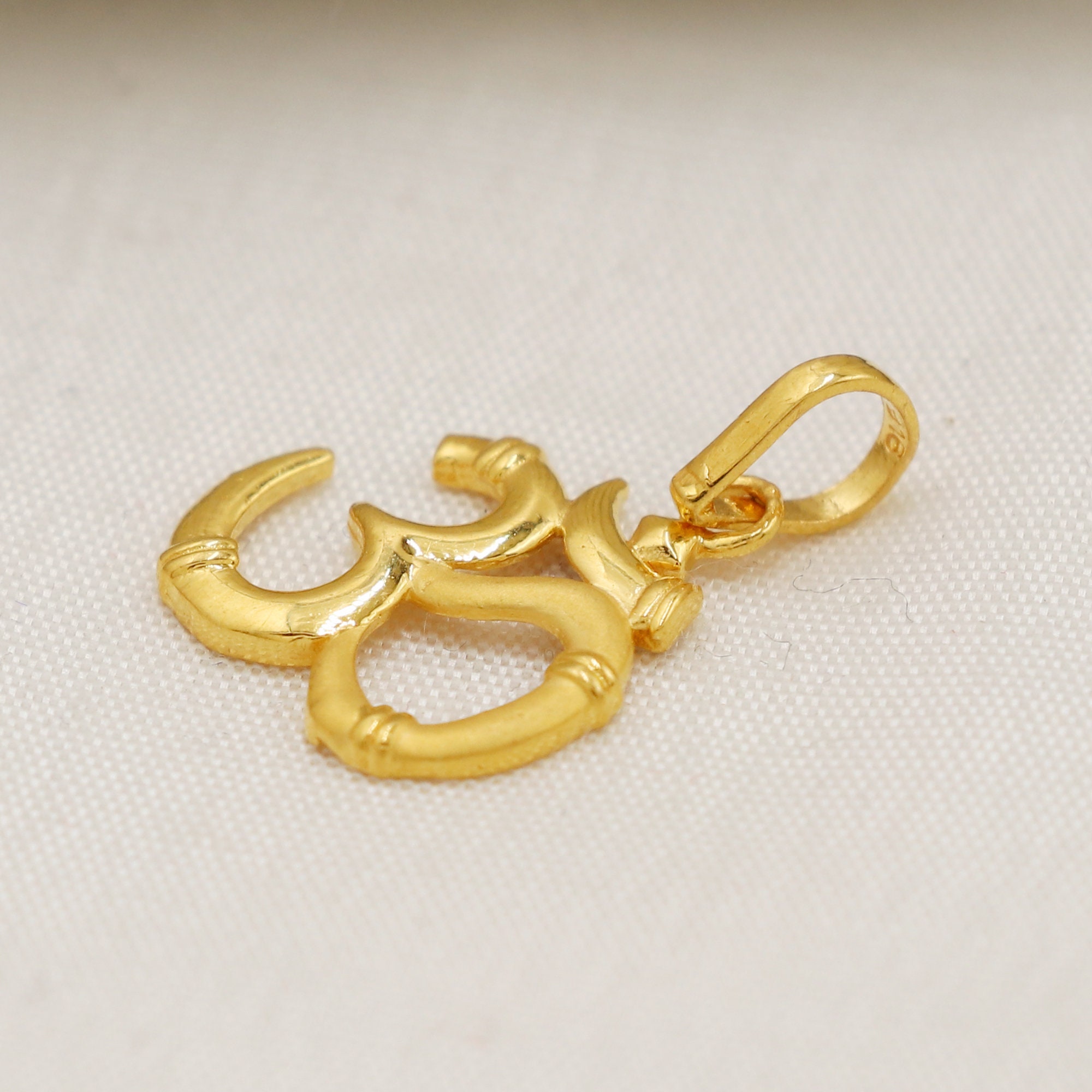 22k Yellow Gold Lord Shiva OM Pendant or Locket Handmade Jewelry for ...