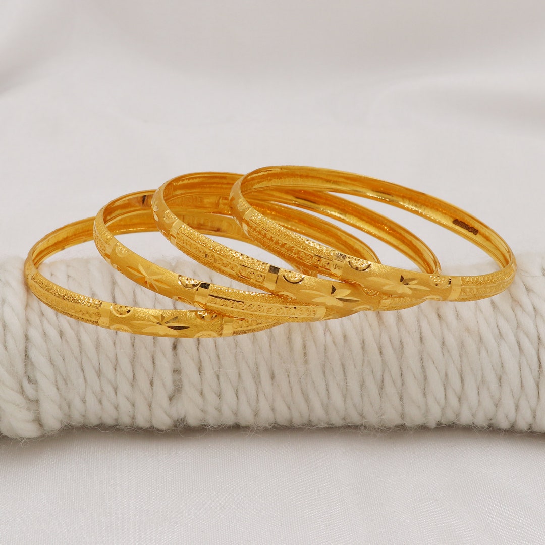 Fine Pure 22k Gold Bangle Bracelet, Fine Gold Handmade Women Jewelry, Indian Jewellery, Gift ...