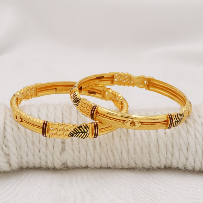 22k Gold Bangle Bracelet, Fine Gold Handmade Women Jewelry, Indian Jewellery, Gift, Real Gold ...