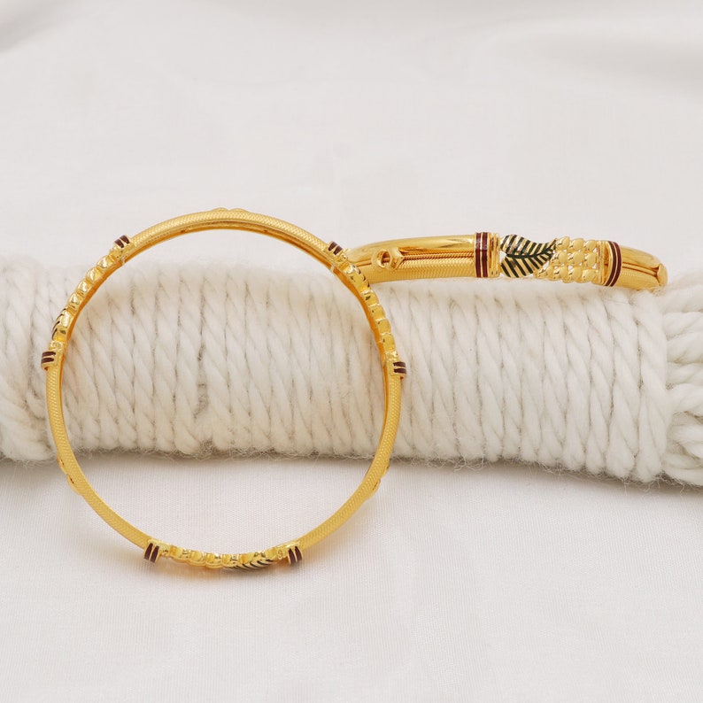 22k Gold Bangle Bracelet, Fine Gold Handmade Women Jewelry, Indian Jewellery, Gift, Real Gold ...