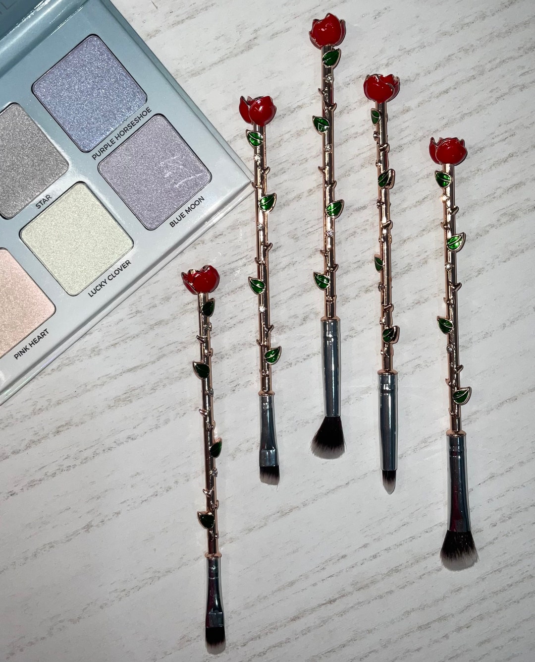 5pc Rose Makeup Brushes With Personalized Bag - Etsy